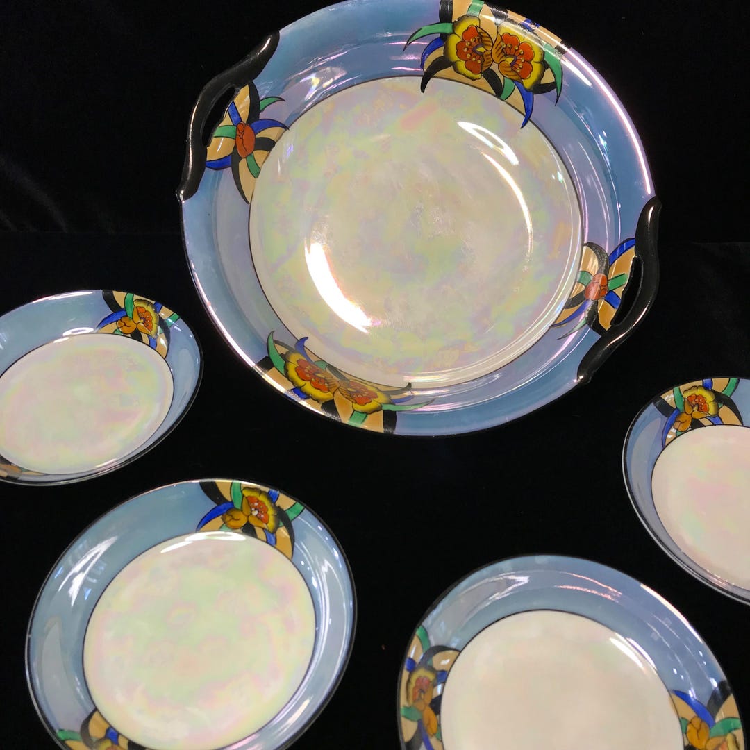 Vintage Noritake Lusterware Bowl Set: Hand-painted Floral Dessert Bowls ...