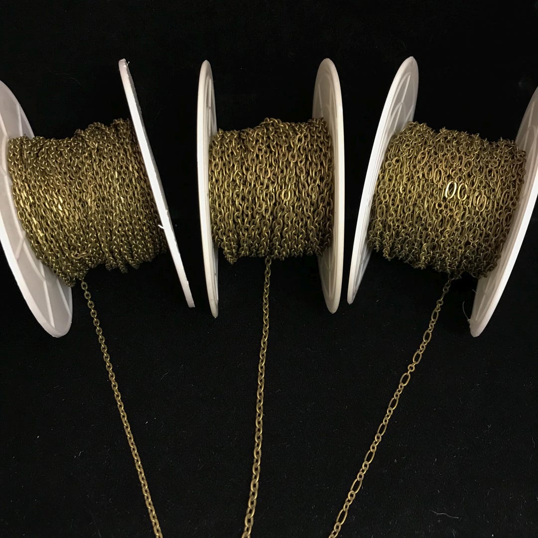 Vintage Style Lot of Antiqued Gold Chain,3 Rolls Bronze Jewelry Chain ...