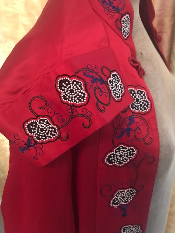 50's vintage shiney red satin Chinese robe //MEDIUM v… - Gem