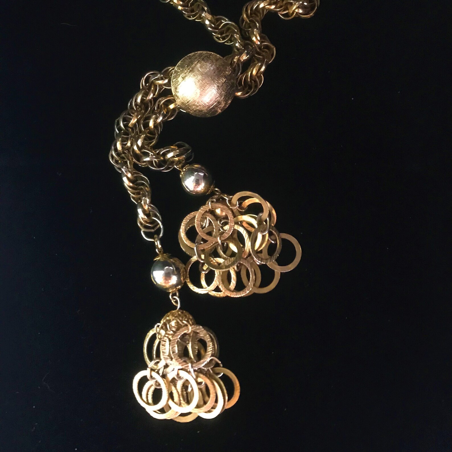 Long Gold Plated Rope Chain Bolero Necklace With Multi-ring - Etsy