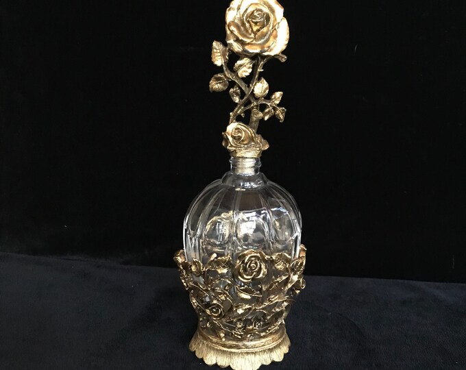 Vintage Hollywood Regency Perfume Bottle//vintage Gold,glass Perfume ...