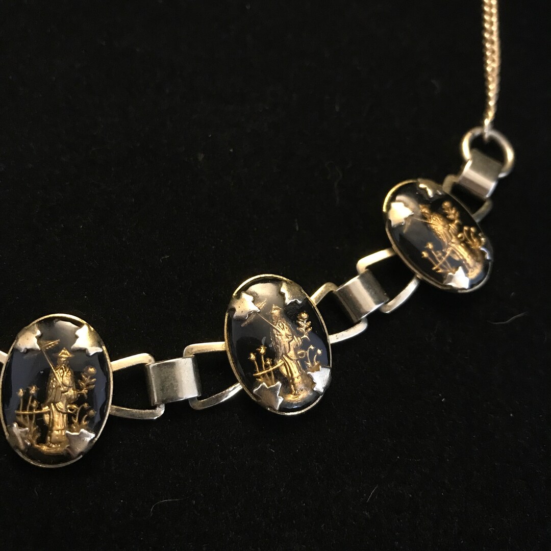 Vintage Asian Style Choker//black, Gold 60s Chinese Choker//midcentury ...