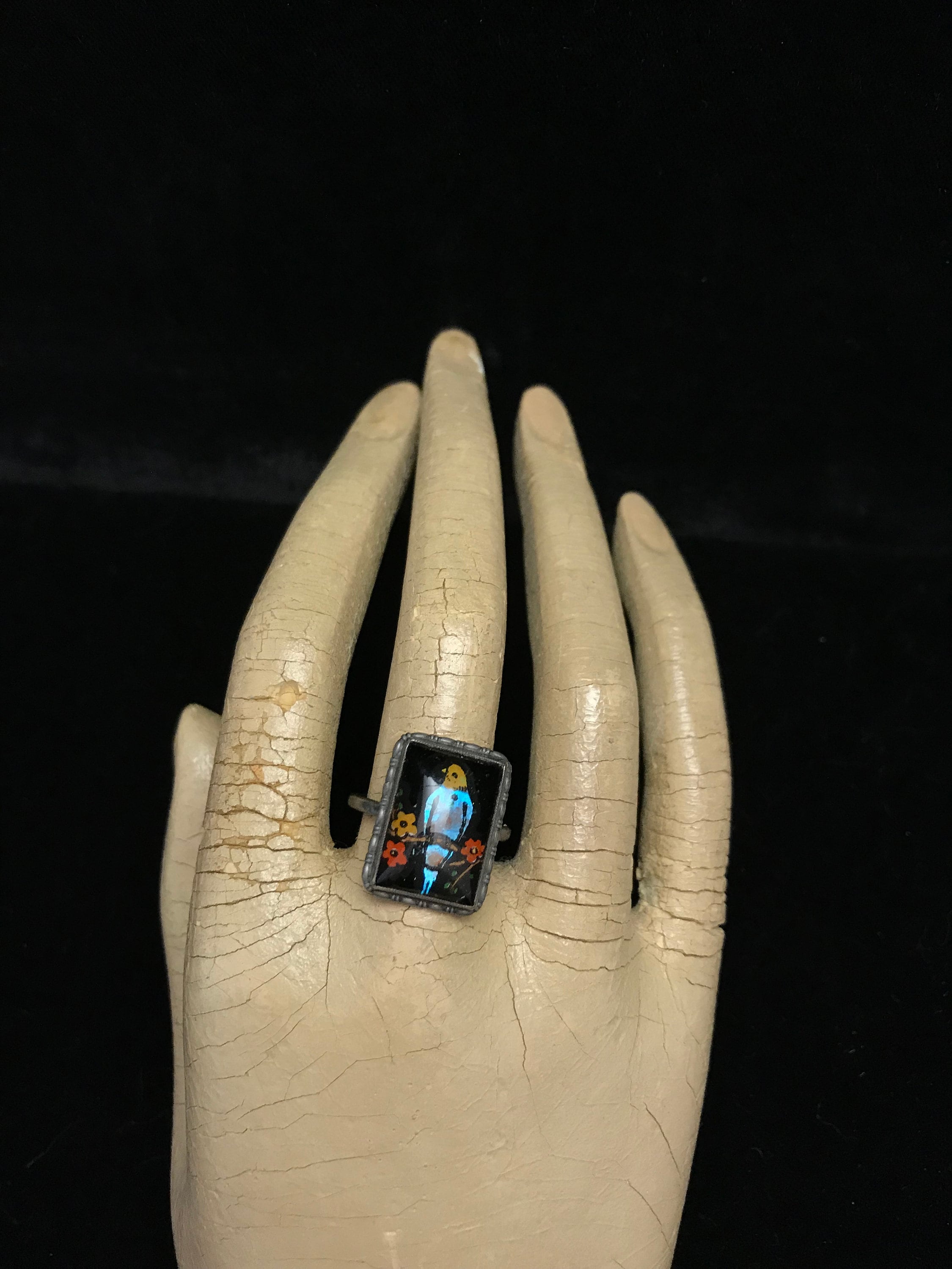 Vintage Hand Painted Butterfly Wing Ring Sz 7//thomas Mott Vintage Blue ...