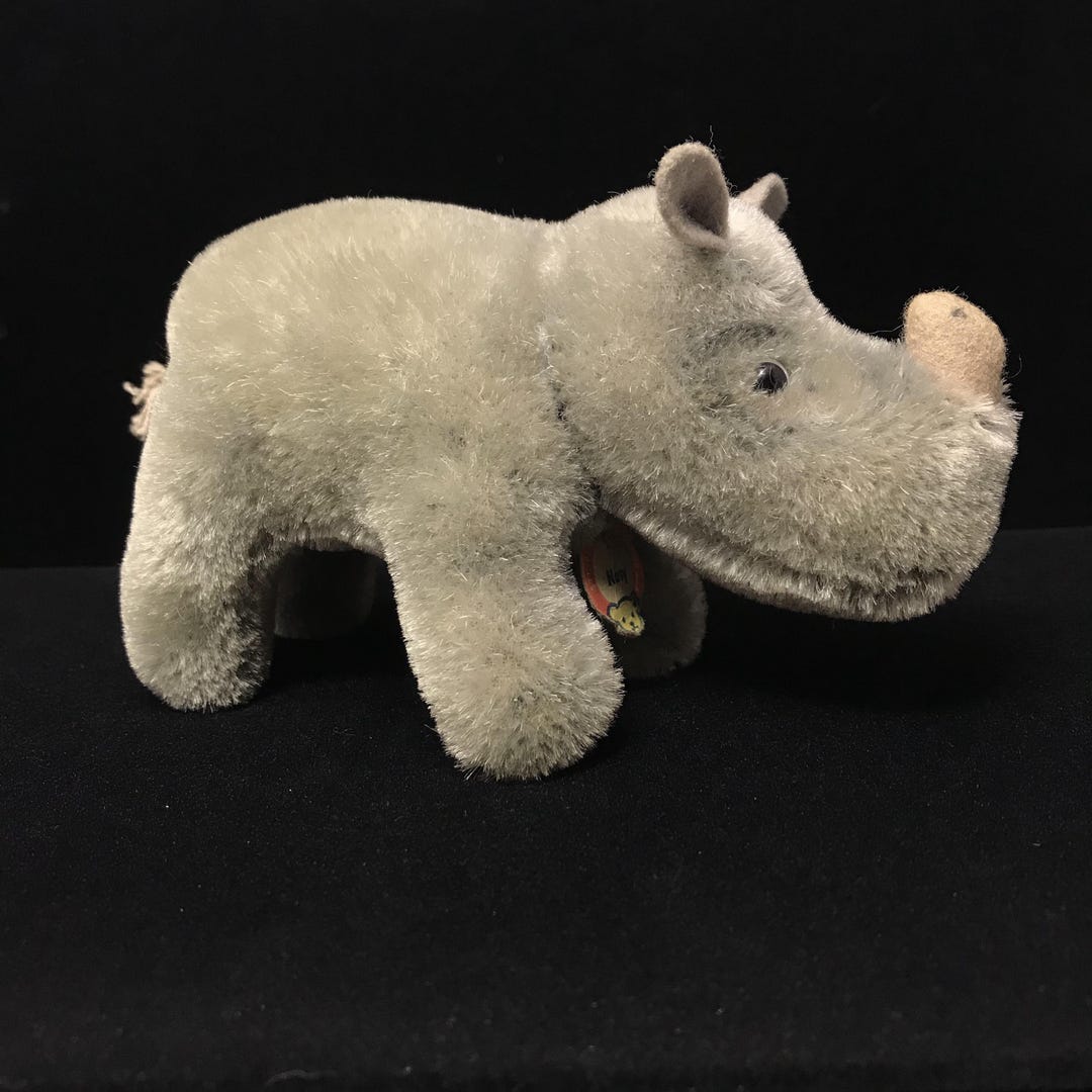 Vintage Steiff Rhino, Nosey Tag//60's Steiff Rhino//vintage Mohair ...