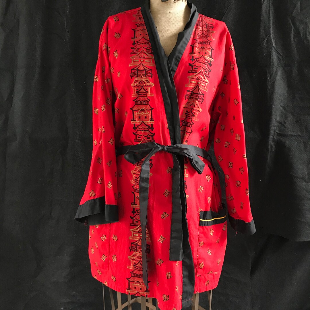 60s Vintage Chinese Robe//vintage Tiki Robe//vintage Hawaiian Robe ...