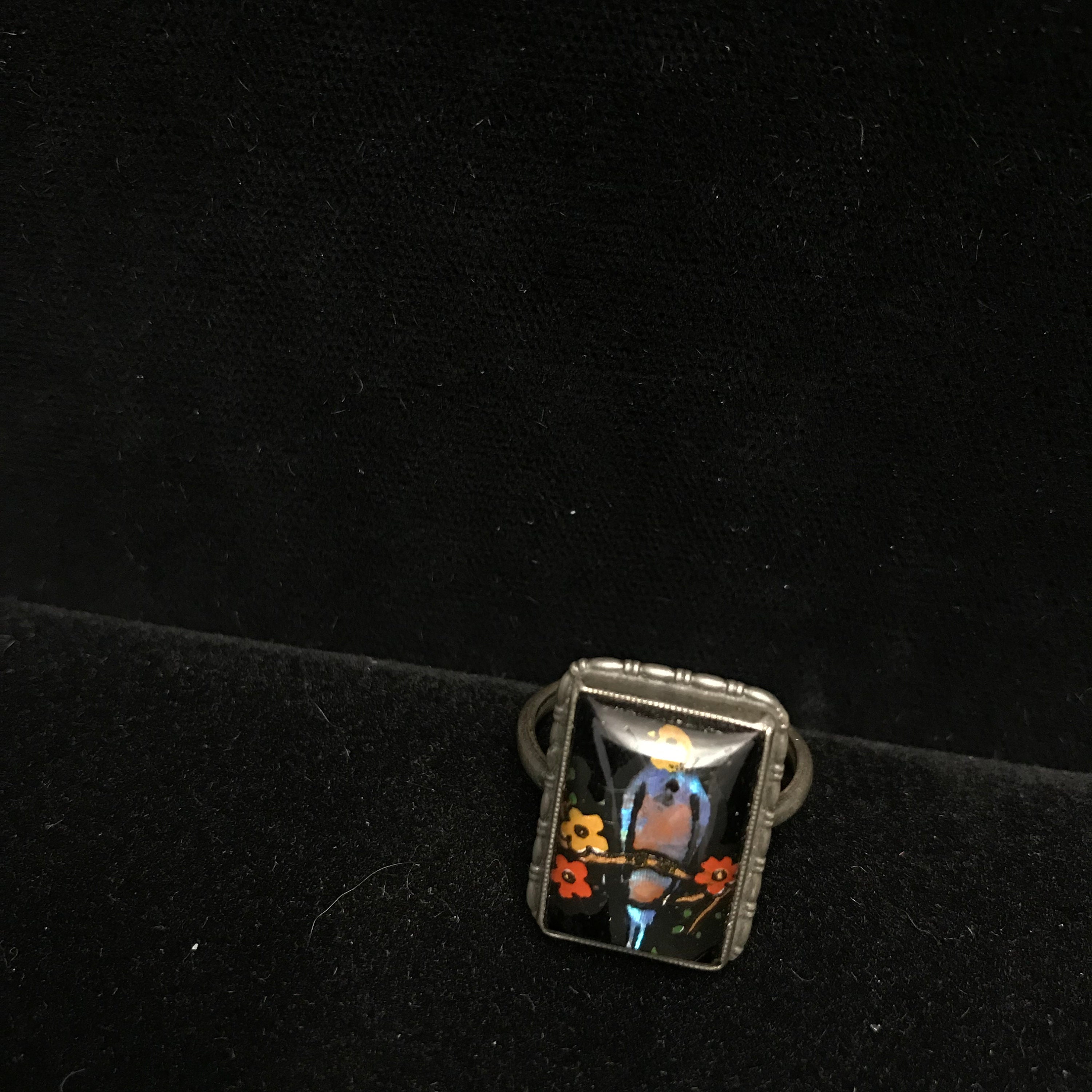 Vintage Hand Painted Butterfly Wing Ring Sz 7//thomas Mott Vintage Blue ...
