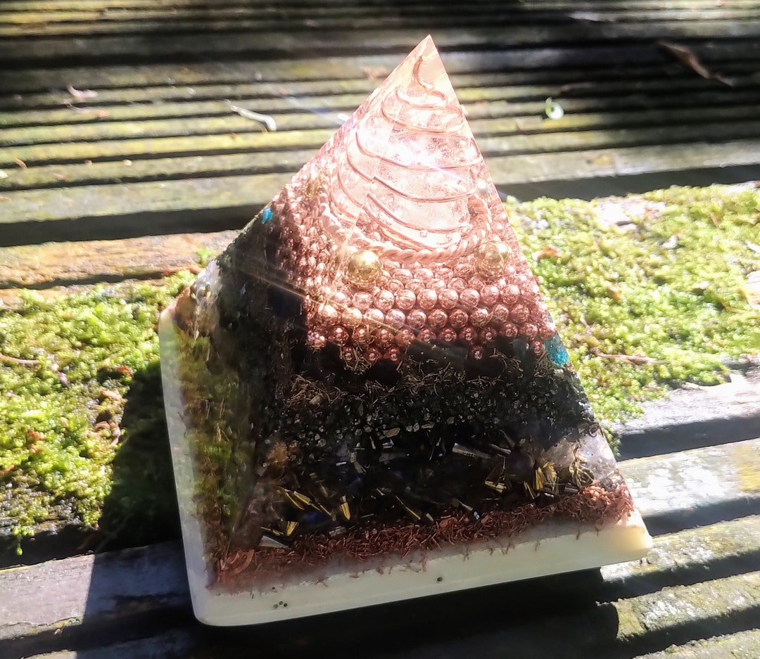 Orgone Pyramid With Clear Quartz, Empowerment Cubit Tensor Ring, Blue ...