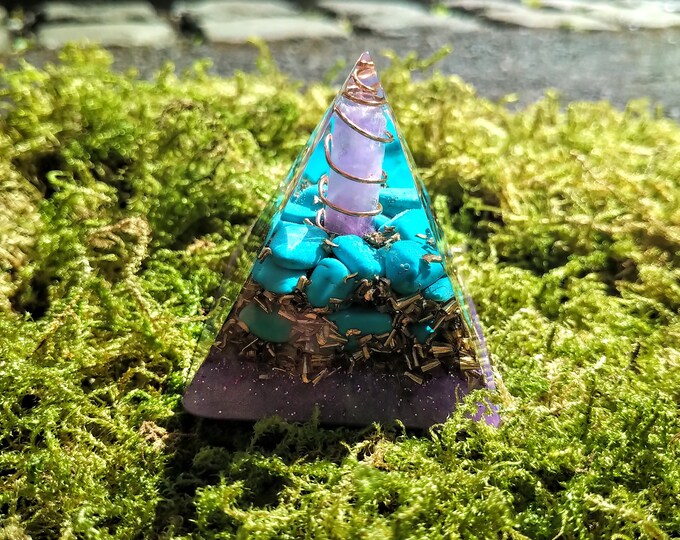 Orgone Pyramid With Amethyst and Turquoise Crystal Pyramid - Etsy