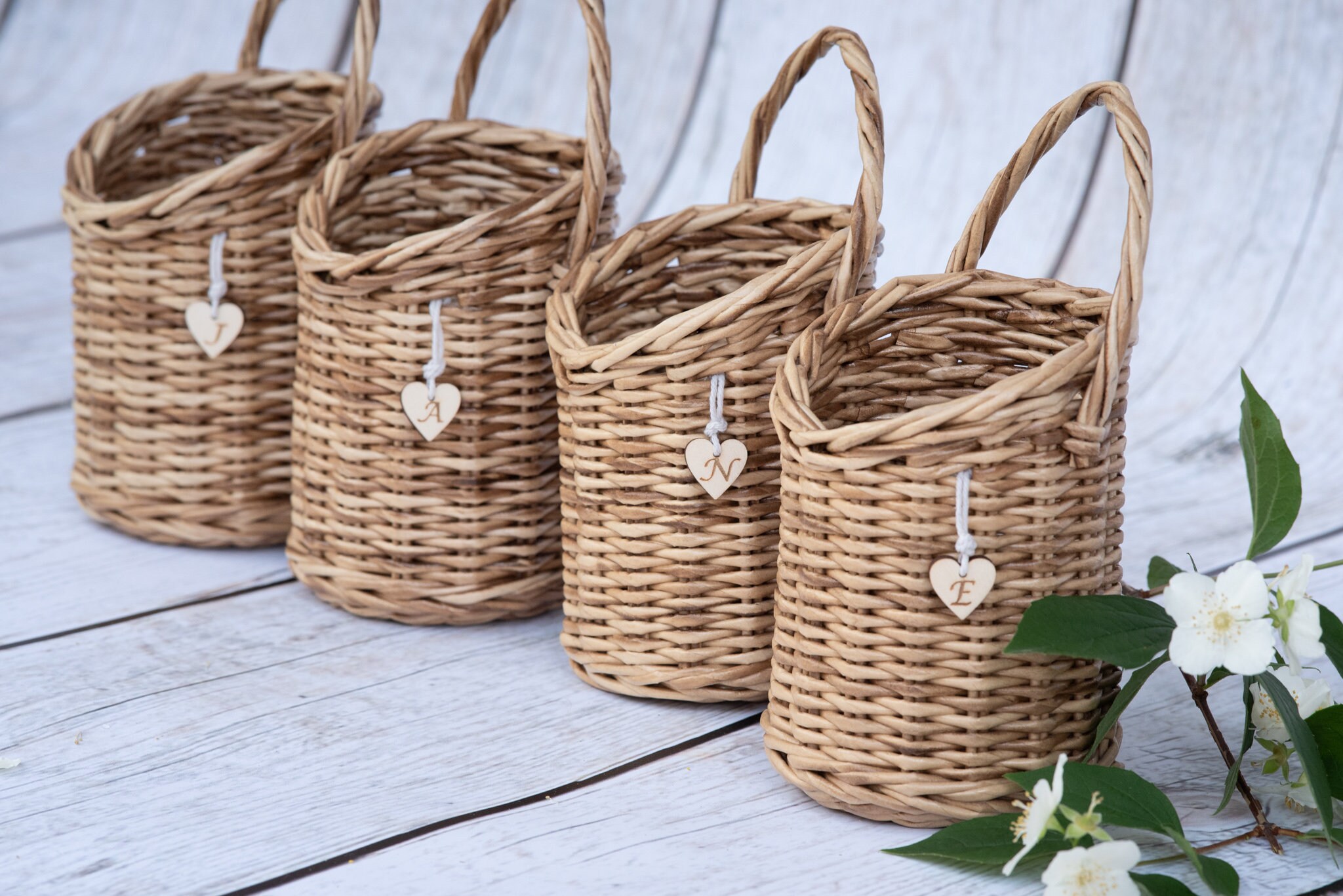 Wall baskets hanging Rustic wicker set Baskets for kitchen | Etsy