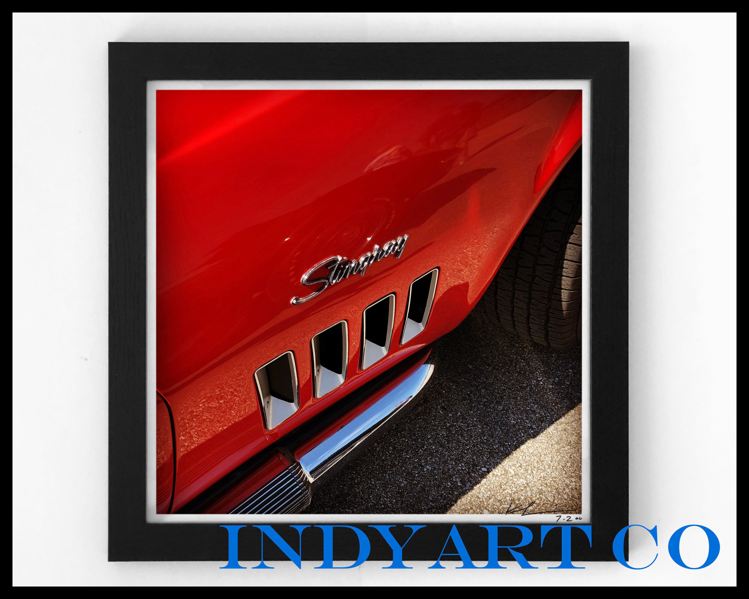 C3 Corvette Stingray Side Gills With Side Pipes, 10" X 10" Framed ...