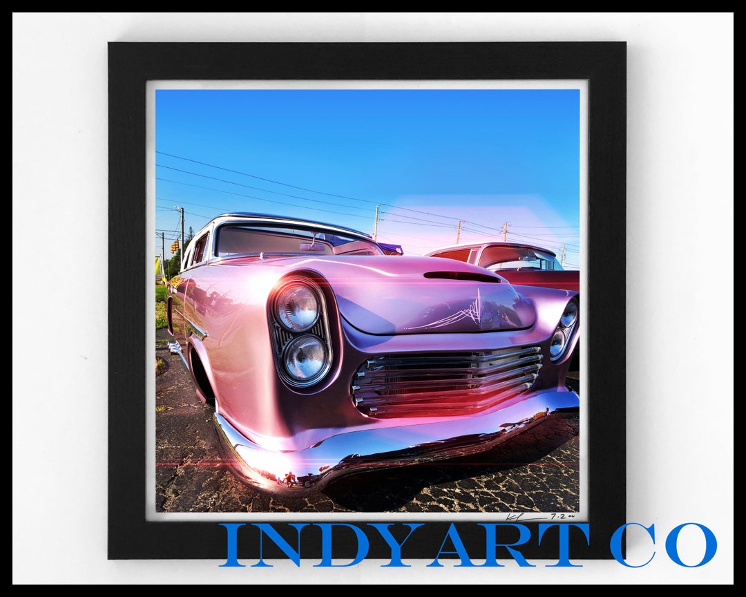 Classic 1950s Custom Car Front End in Pink Pearl, 10" X 10" Framed ...