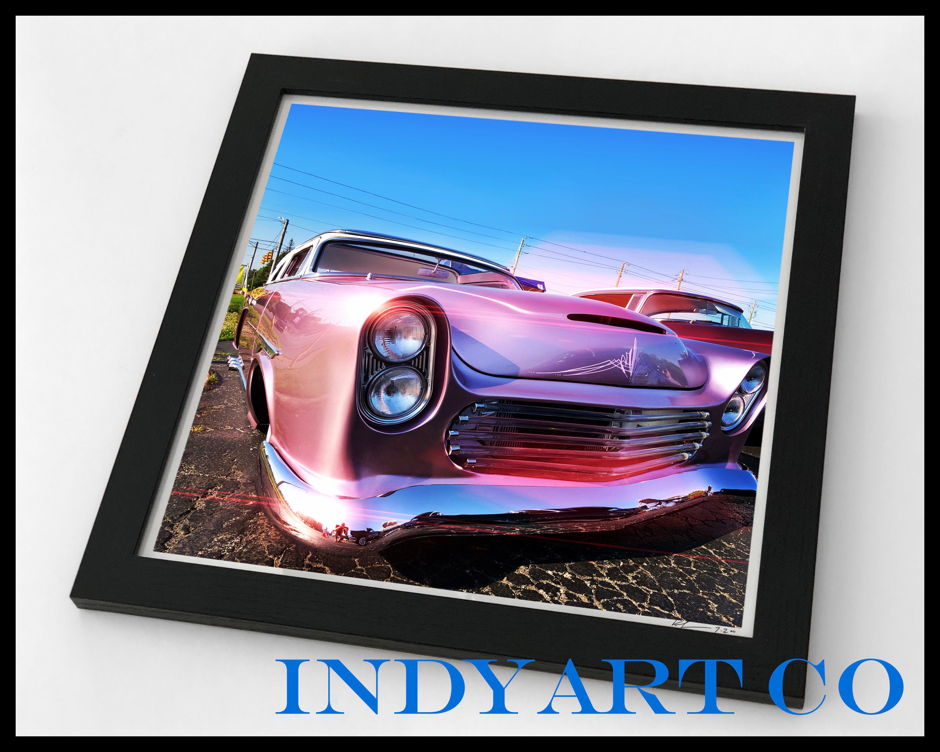 Classic 1950s Custom Car Front End in Pink Pearl, 10 X 10 Framed Giclee ...