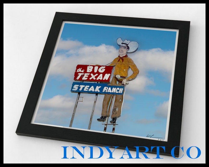 Classic Big Texan Steak Ranch Sign, Amarillo, Texas on Route 66, 10" X ...