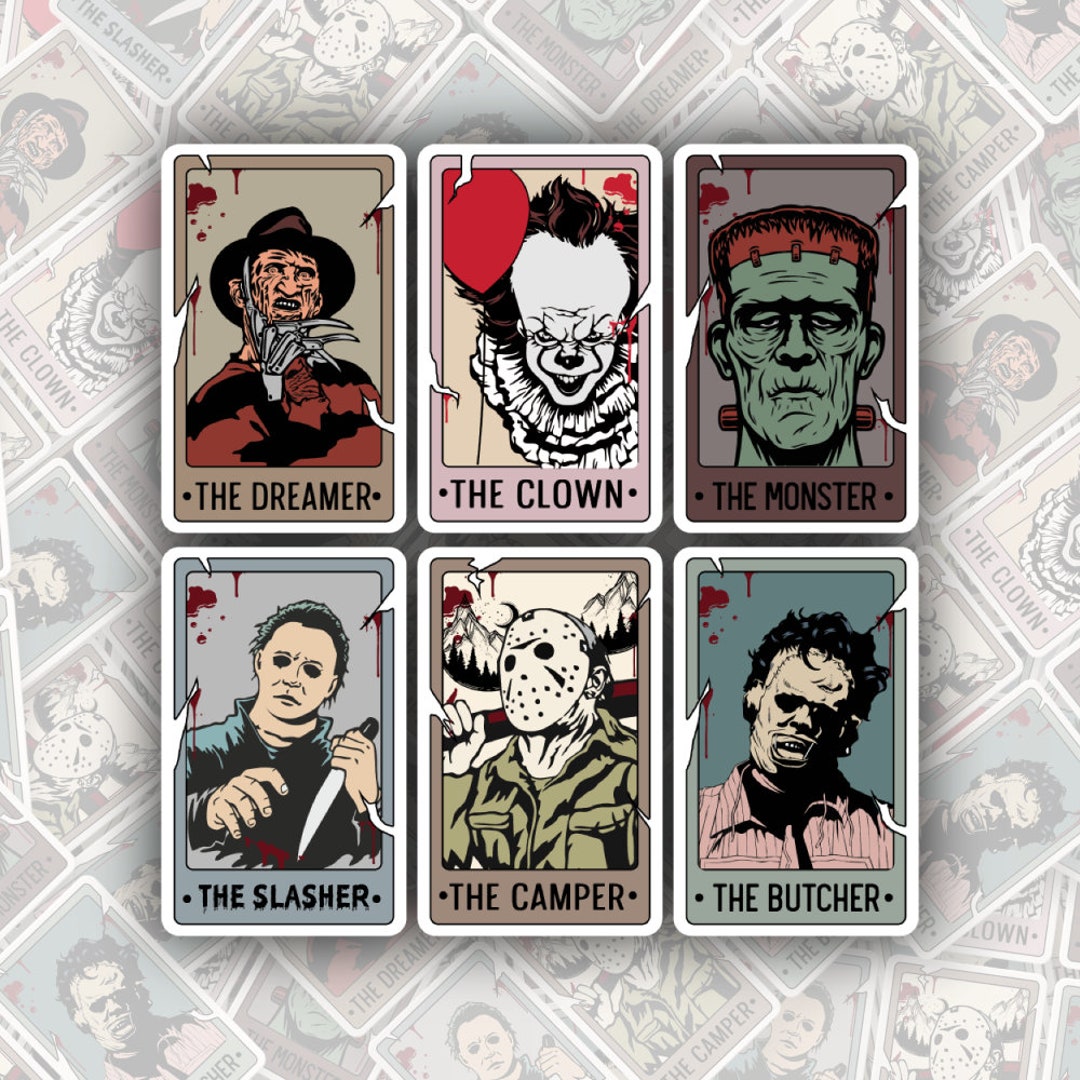 Horror Killers Tarot Cards Set of 6 STICKER OR MAGNET Die-cut Vinyl ...