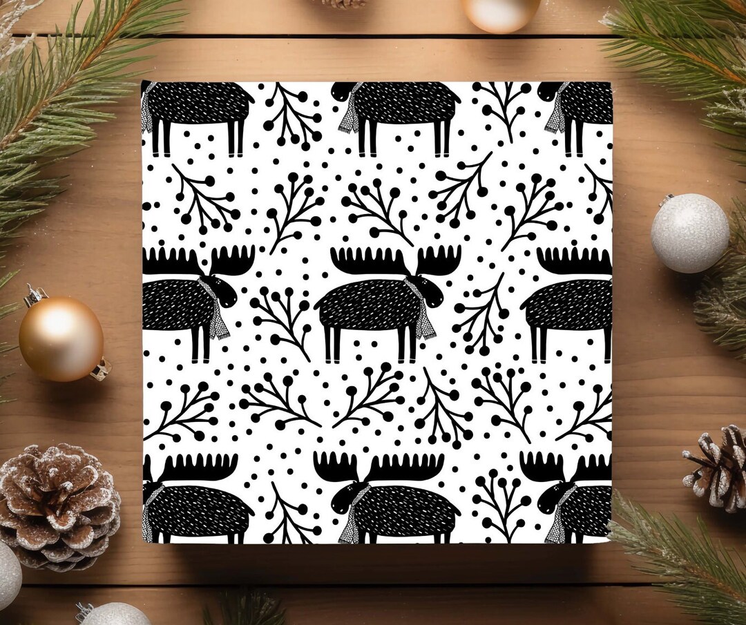 Winter Gift Wrap, Moose Wrapping Paper, Birthday Gift Wrap Roll, Party ...