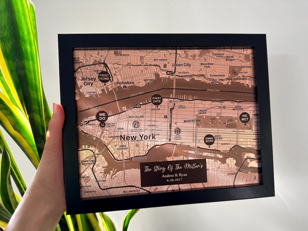 Copper Anniversary Gift for Him - Copper Map Wall Art With Pins on the ...