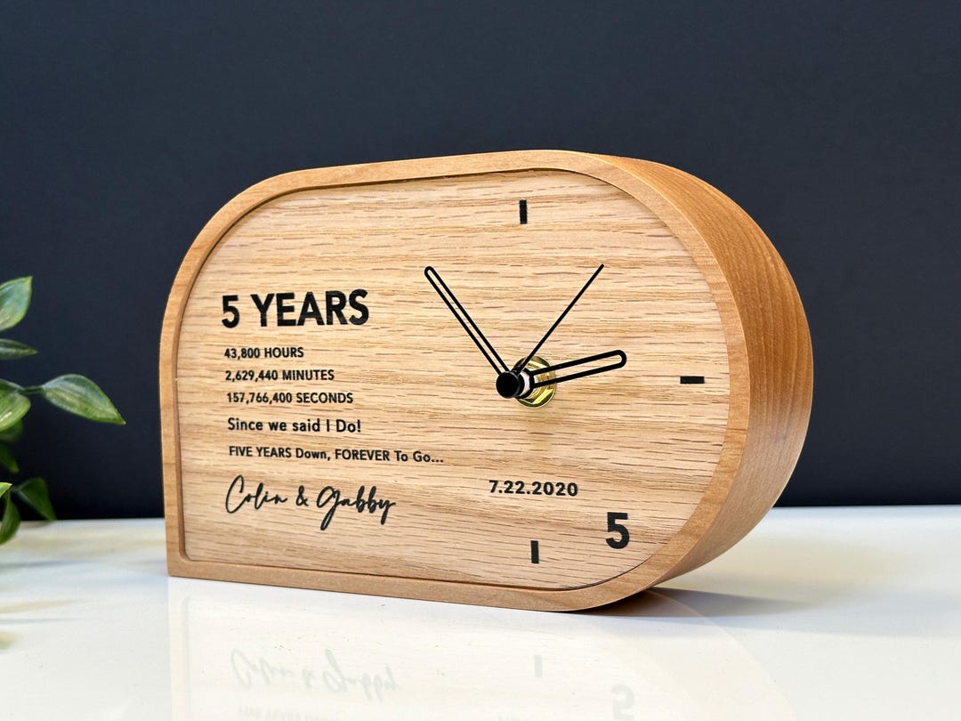 5th Anniversary Gift for Him and Her . Personalized Natural Wood Desk ...