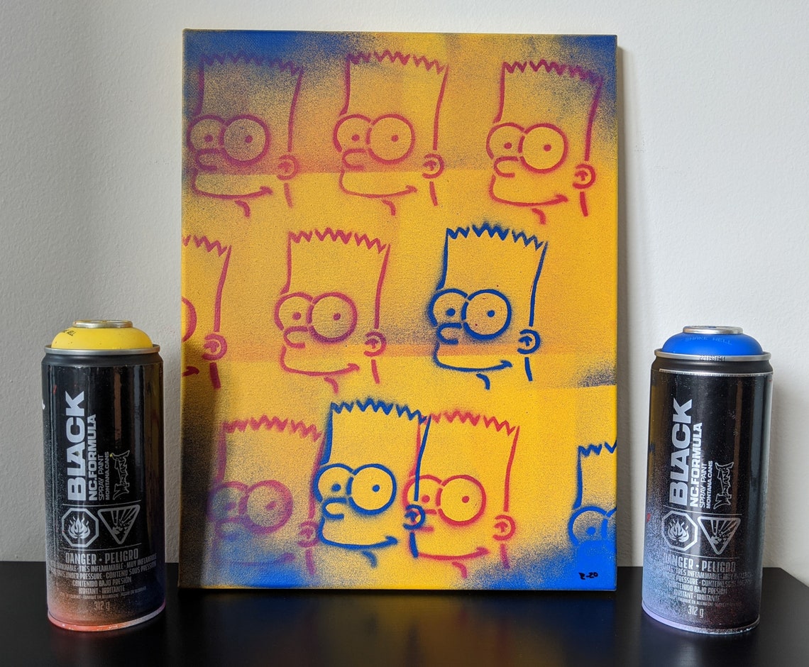 The Simpsons Bart Simpson Spray Paint on Canvas dirty Bart - Etsy