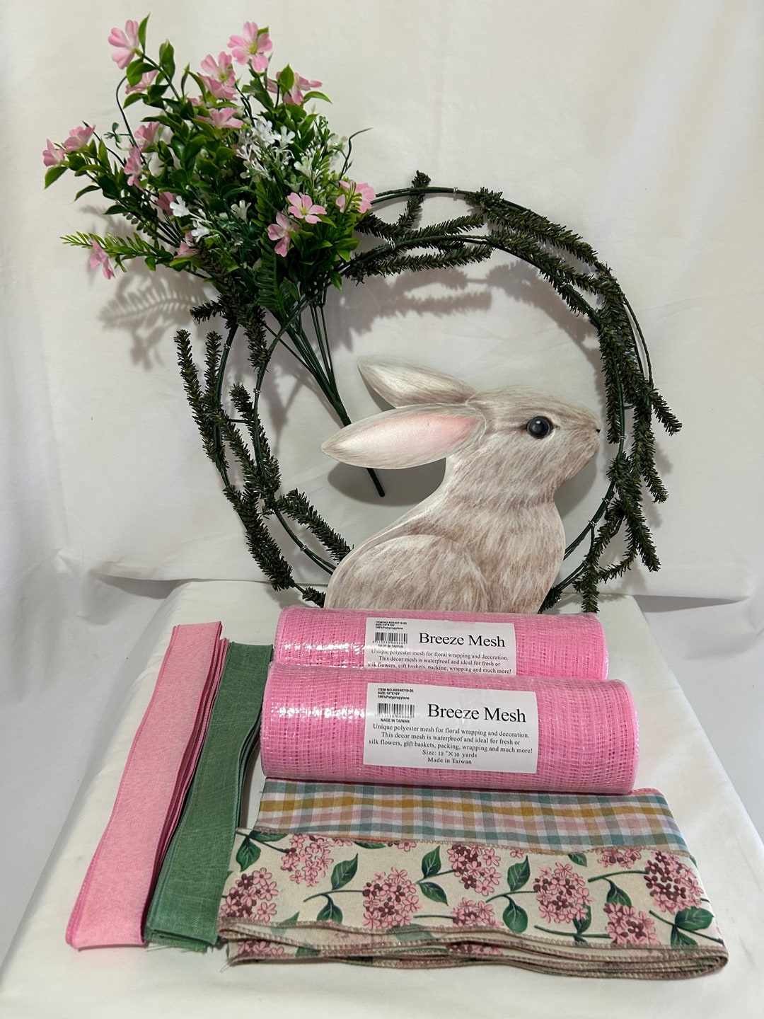 Brown Bunny Wreath Kit, DIY Wreath Kit, Wreath Making Kit, Brown Bunny ...