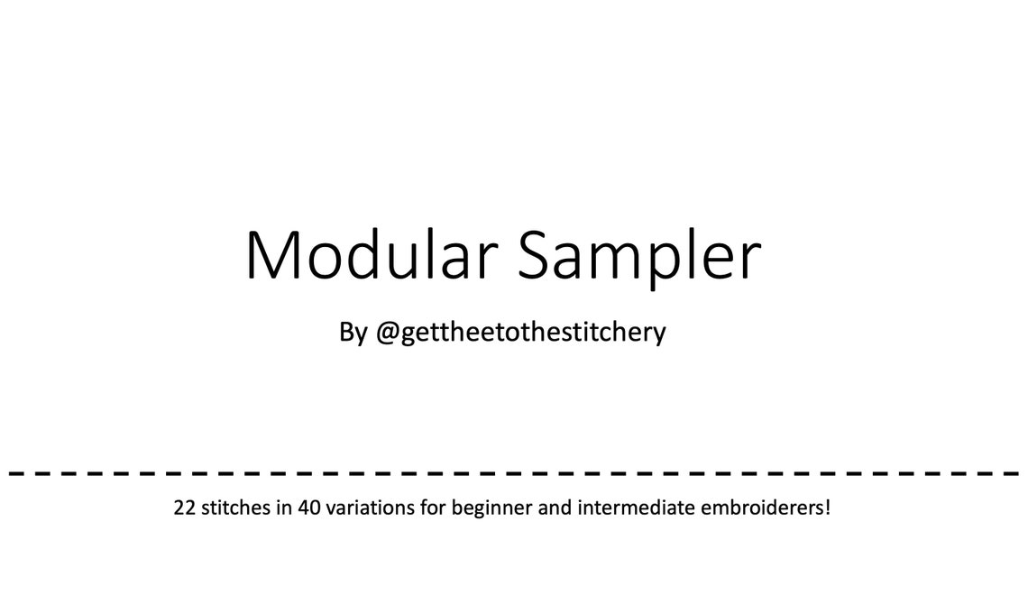 PDF Pattern: Embroidery Modular Sampler for Beginners - 20 Basic ...