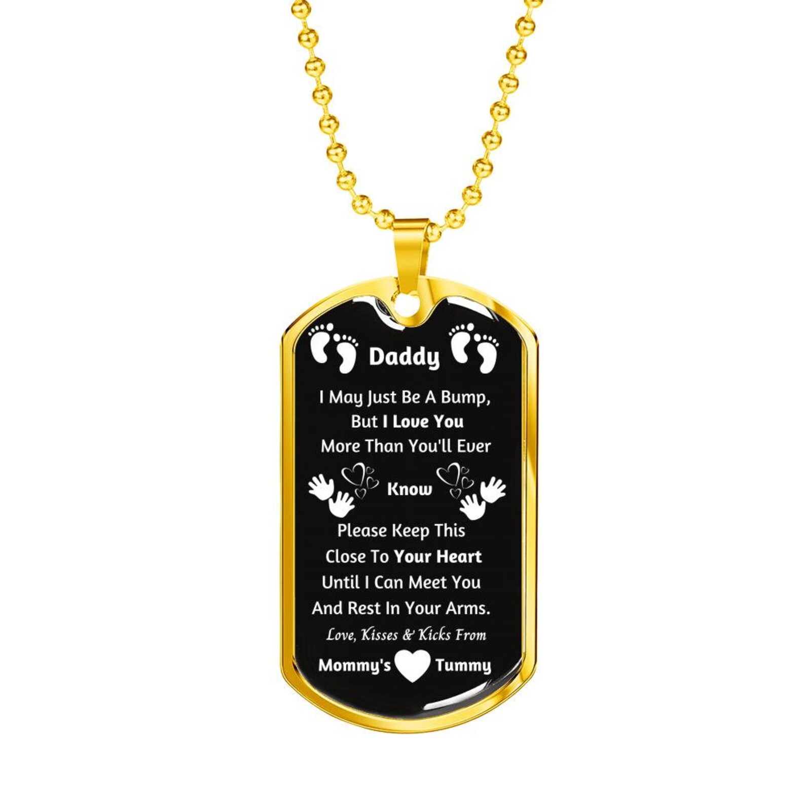 Personalized Gold Dog Tag Pendant Set New Dad Gift Daddy Gift - Etsy