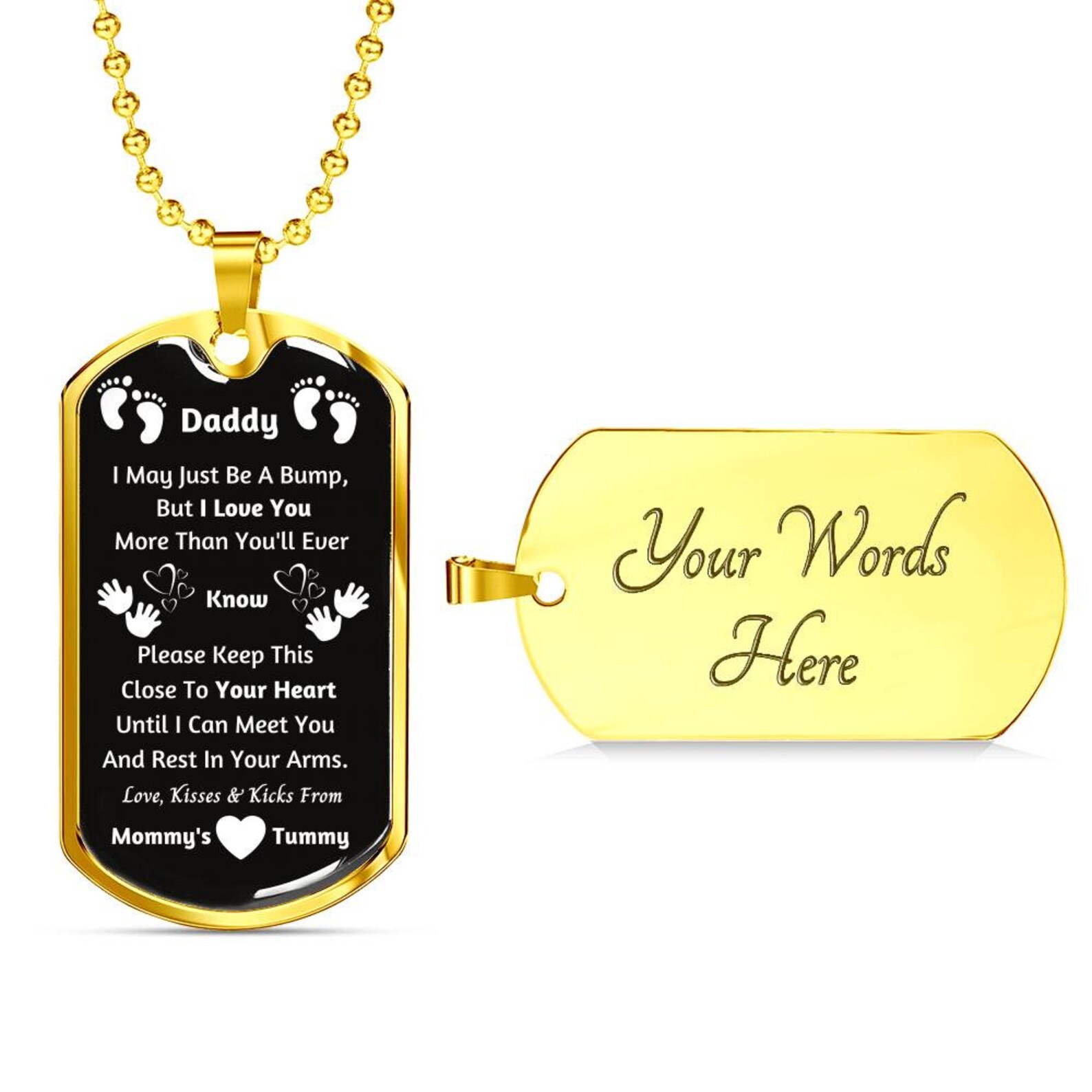 Personalized Gold Dog Tag Pendant Set New Dad Gift Daddy Gift - Etsy