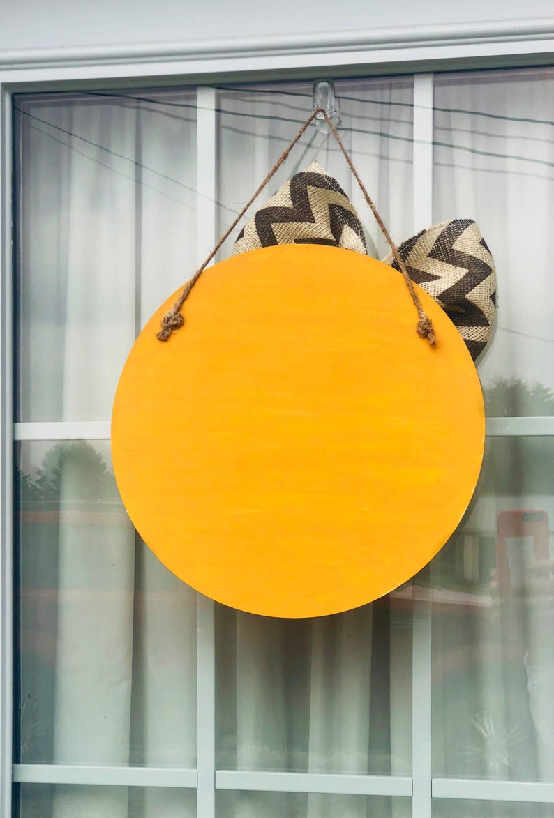 Round door hanger Yellow sign Fall Decor DIY wooden sign | Etsy