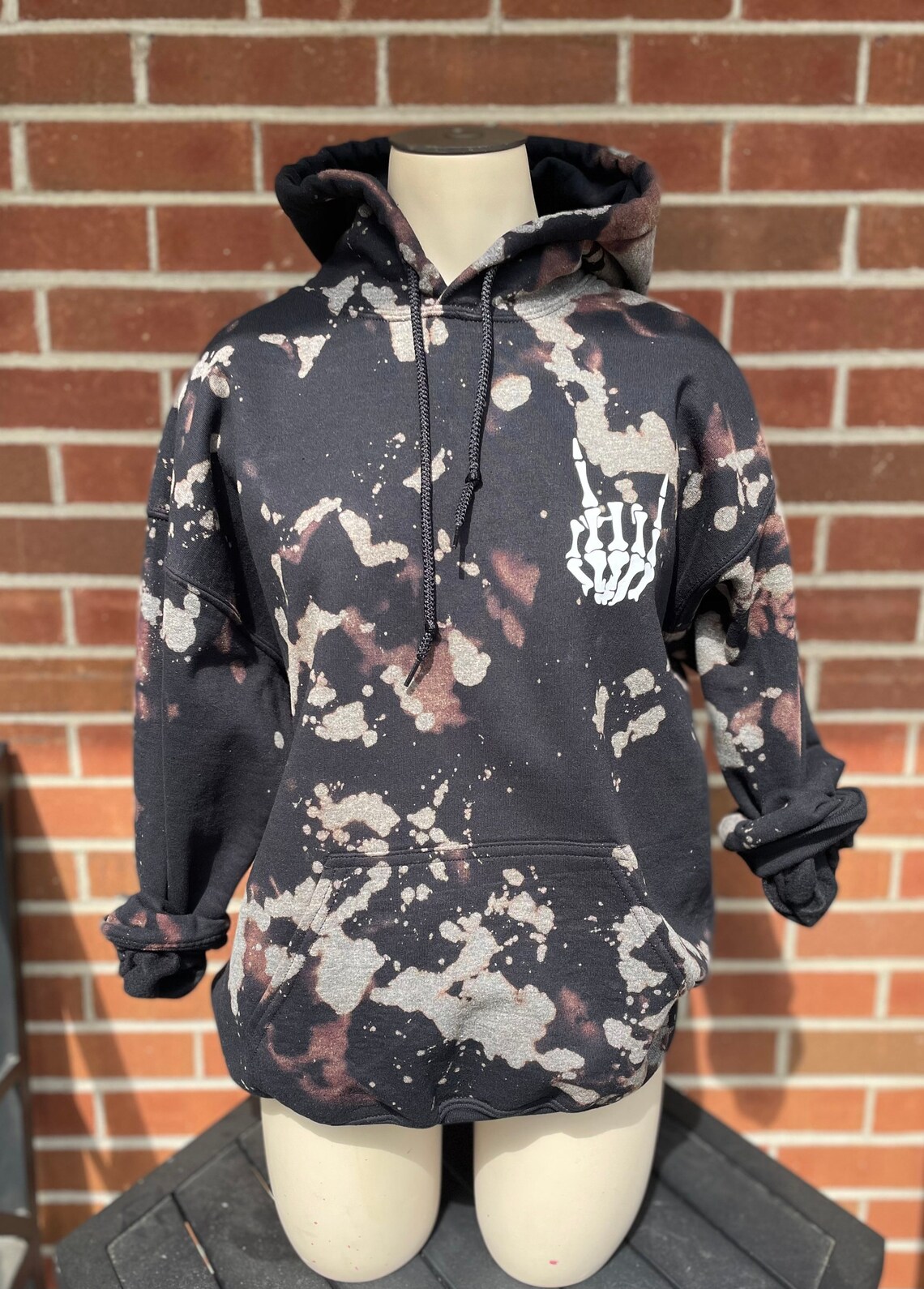 Skeleton Bleached Hoodie Bleach Dye Bleached Hoodie - Etsy