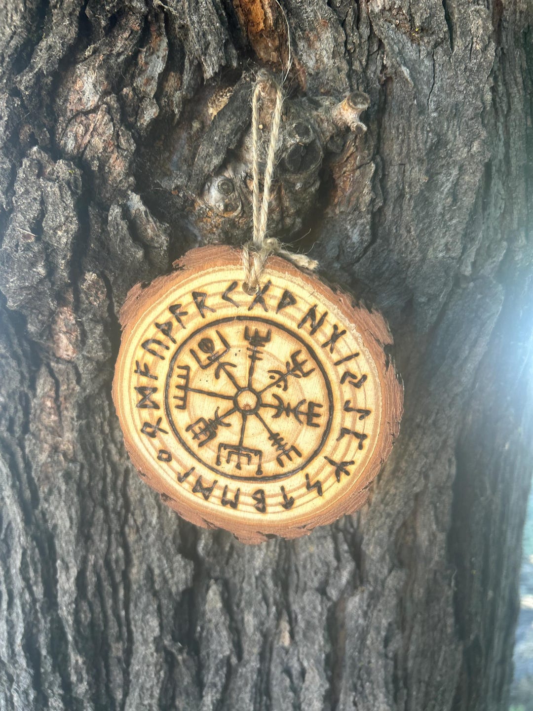 Hand-burned Vegvisir Compass Wood Ornament - Etsy