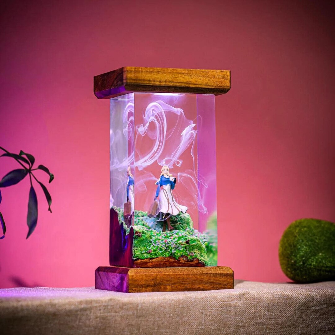 Violet Evergarden Night Lamp Anime Epoxy Lamp Handmade From Wood and ...