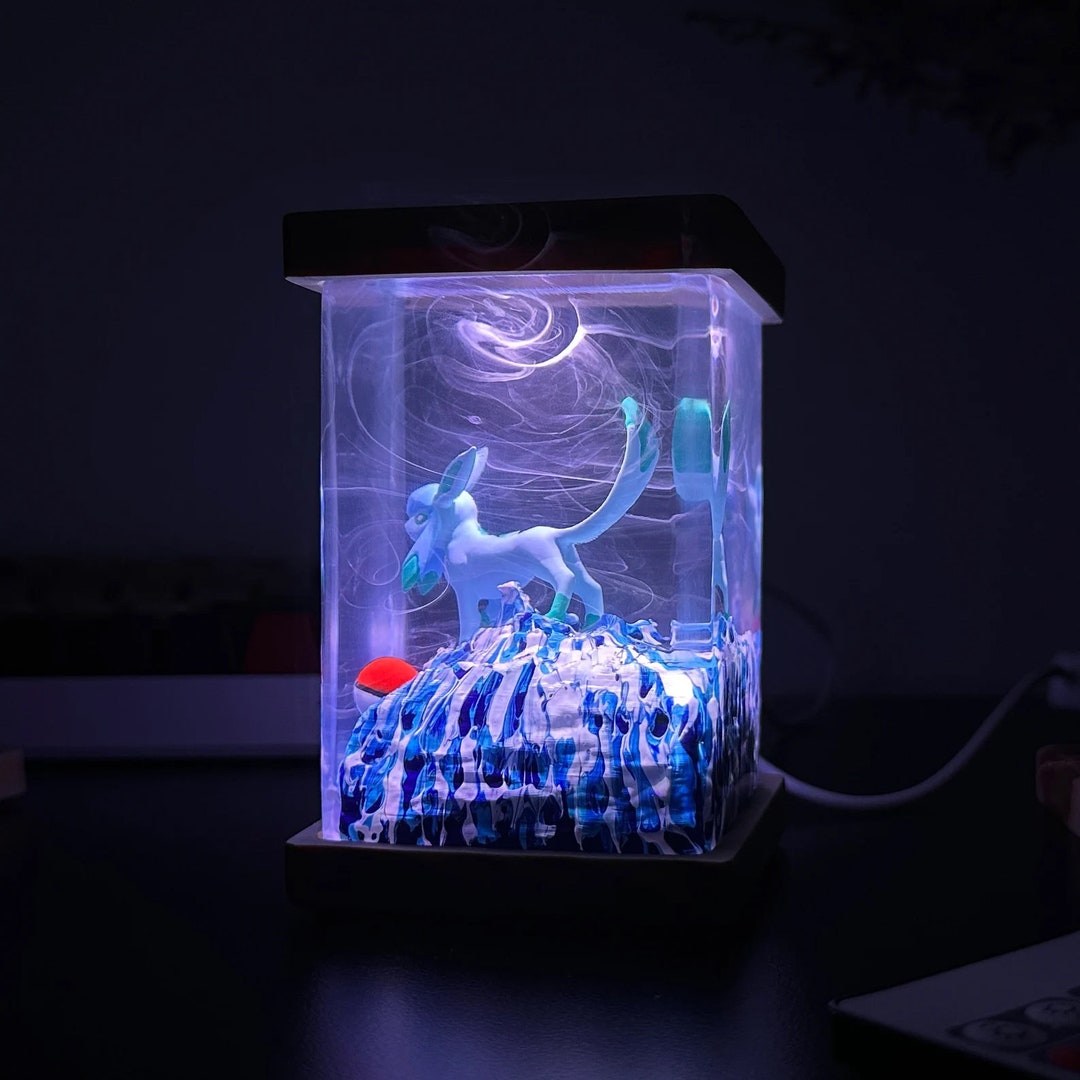 Pokemon Gift Glaceon Epoxy Lamp, Custom Epoxy Lamp, Pokemon Birthday ...