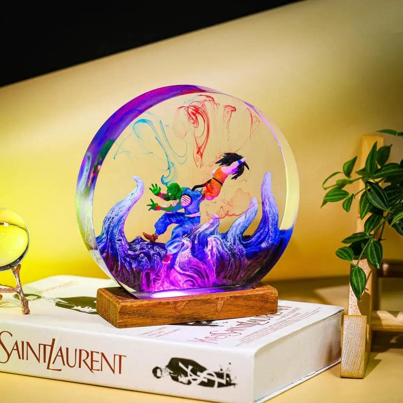 Goten and Piccolo Dragon Ball Epoxy Resin Wood Lamp Night Light Unique ...