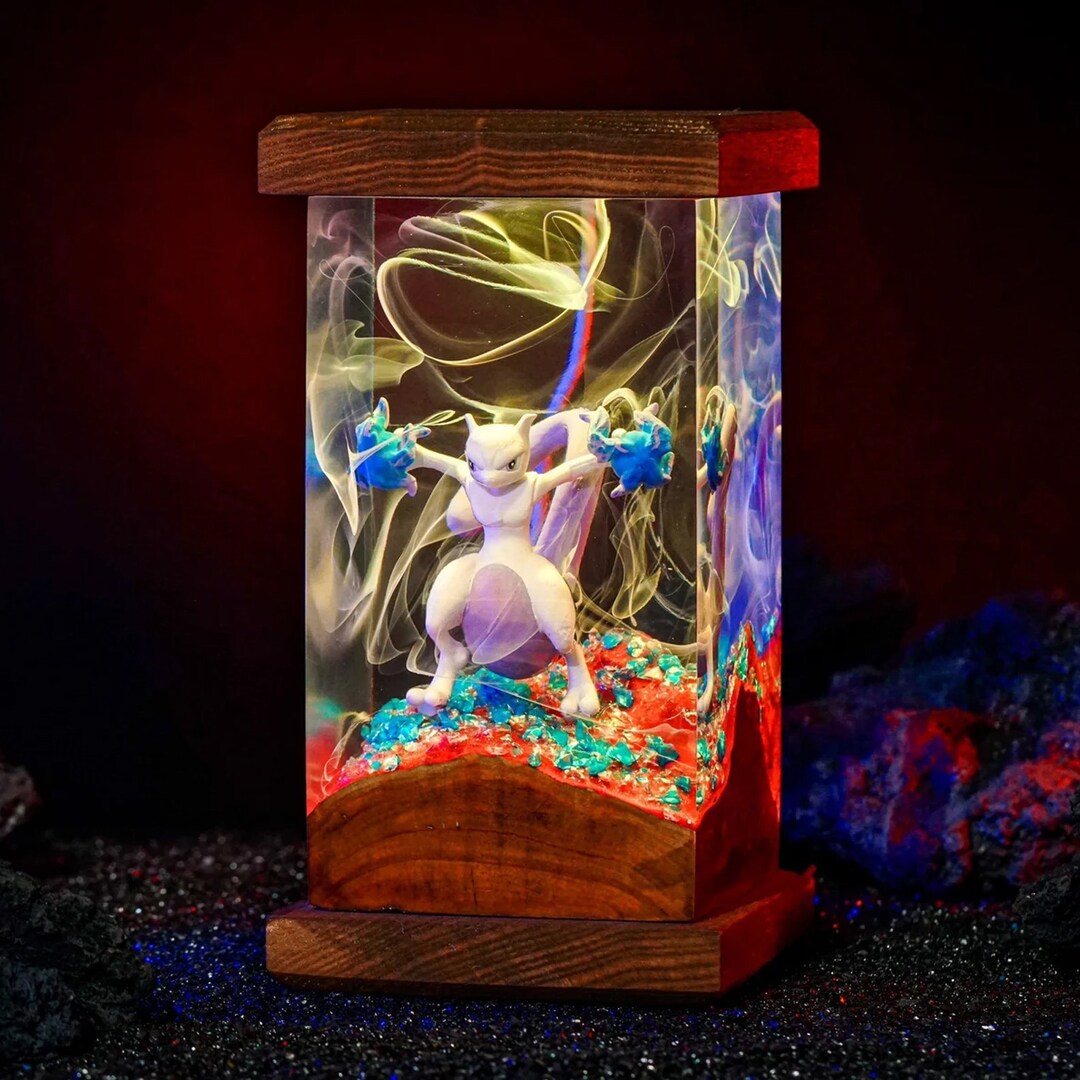 Pokemon Gift Mewtwo Epoxy Lamp, Custom Epoxy Lamp, Pokemon Birthday ...