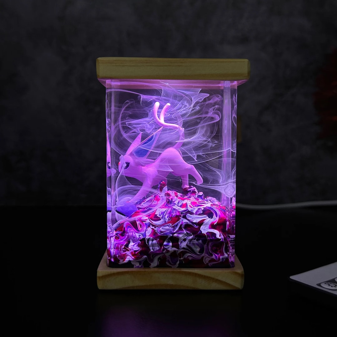 Espeon Pokemon Lamp, Resin Night Light, Epoxy Resin Lamp, Pokemon Gift ...