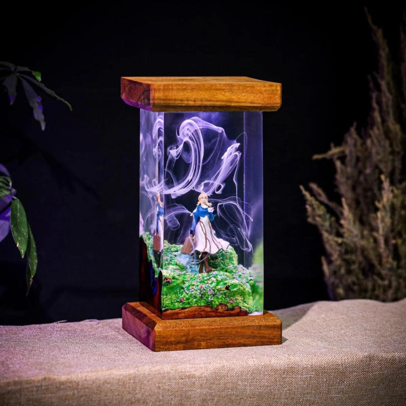 Violet Evergarden Night Lamp Anime Epoxy Lamp Handmade From Wood and ...