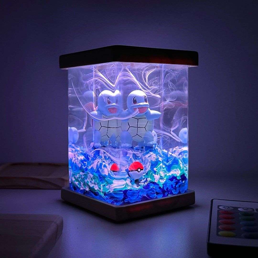 SQUIRTLE POKEMON Resin Lamp Custom Epoxy Lamp for Home Decor Resin Wood ...