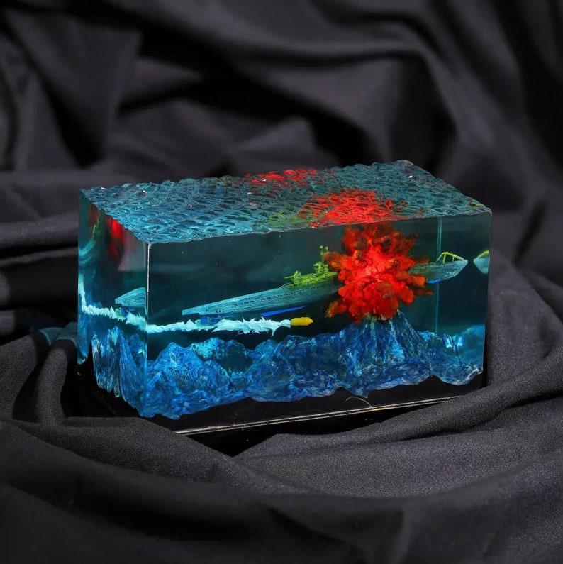 Nuclear Submarine Attacked Diorama Epoxy Resin Wood Lamp Night Light ...