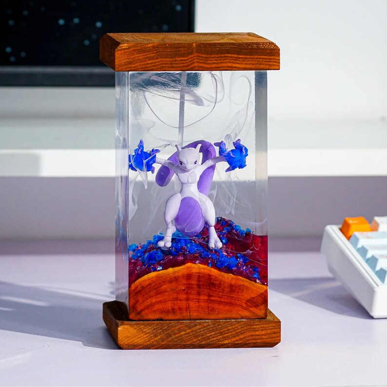 Pokemon Gift Mewtwo Epoxy Lamp, Custom Epoxy Lamp, Pokemon Birthday ...