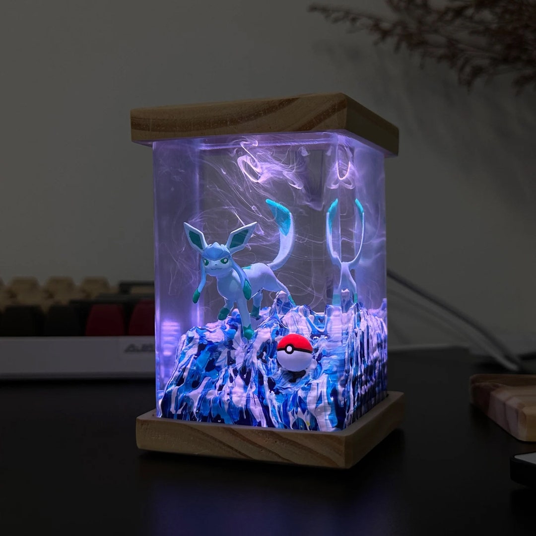 Pokemon Gift Glaceon Epoxy Lamp, Custom Epoxy Lamp, Pokemon Birthday ...