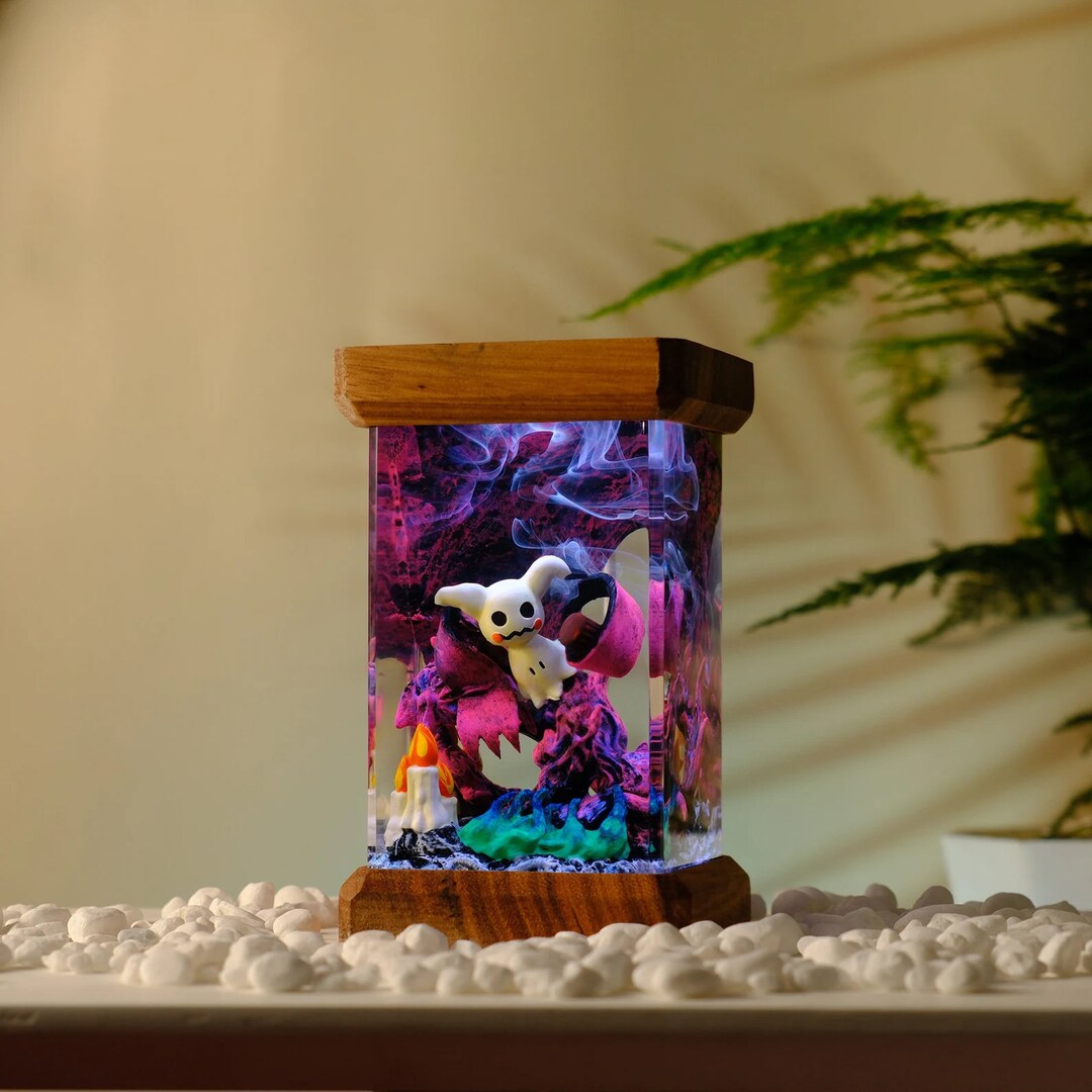 MIMIKYU POKEMON Resin Lamp Custom Epoxy Lamp for Home Decor Resin Wood ...