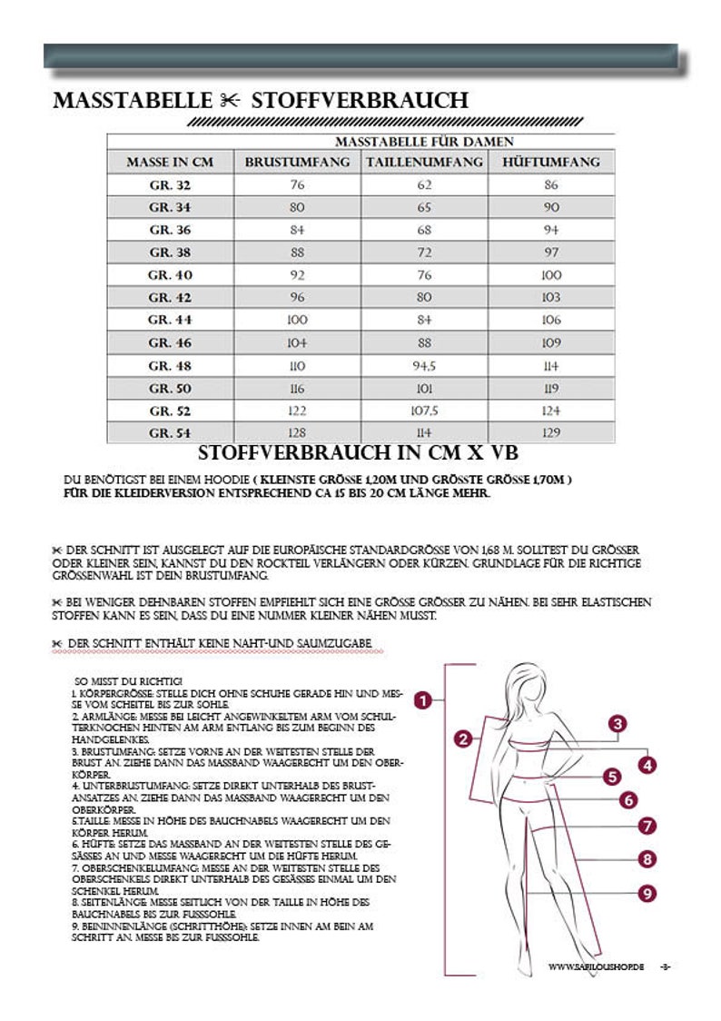 PDF Pattern for a Women's Hoodie hoodie Dress in Sizes 32-54 in German ...