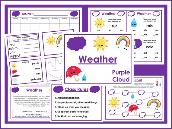 Weather Theme Lesson Plan - Etsy