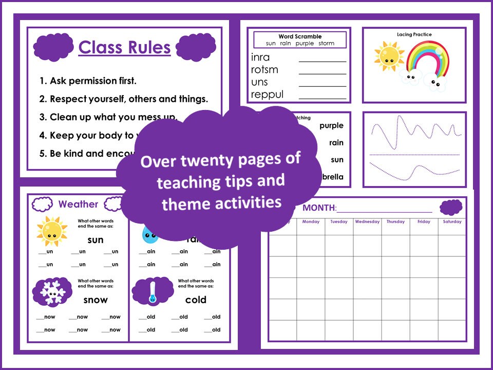 Weather Theme Lesson Plan - Etsy