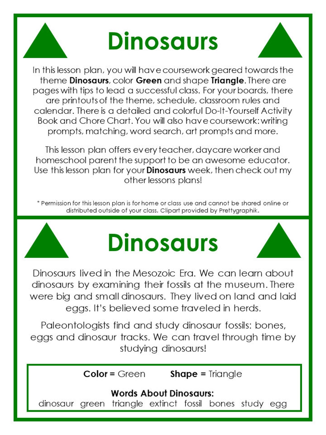 Dinosaurs Theme Lesson Plan - Etsy