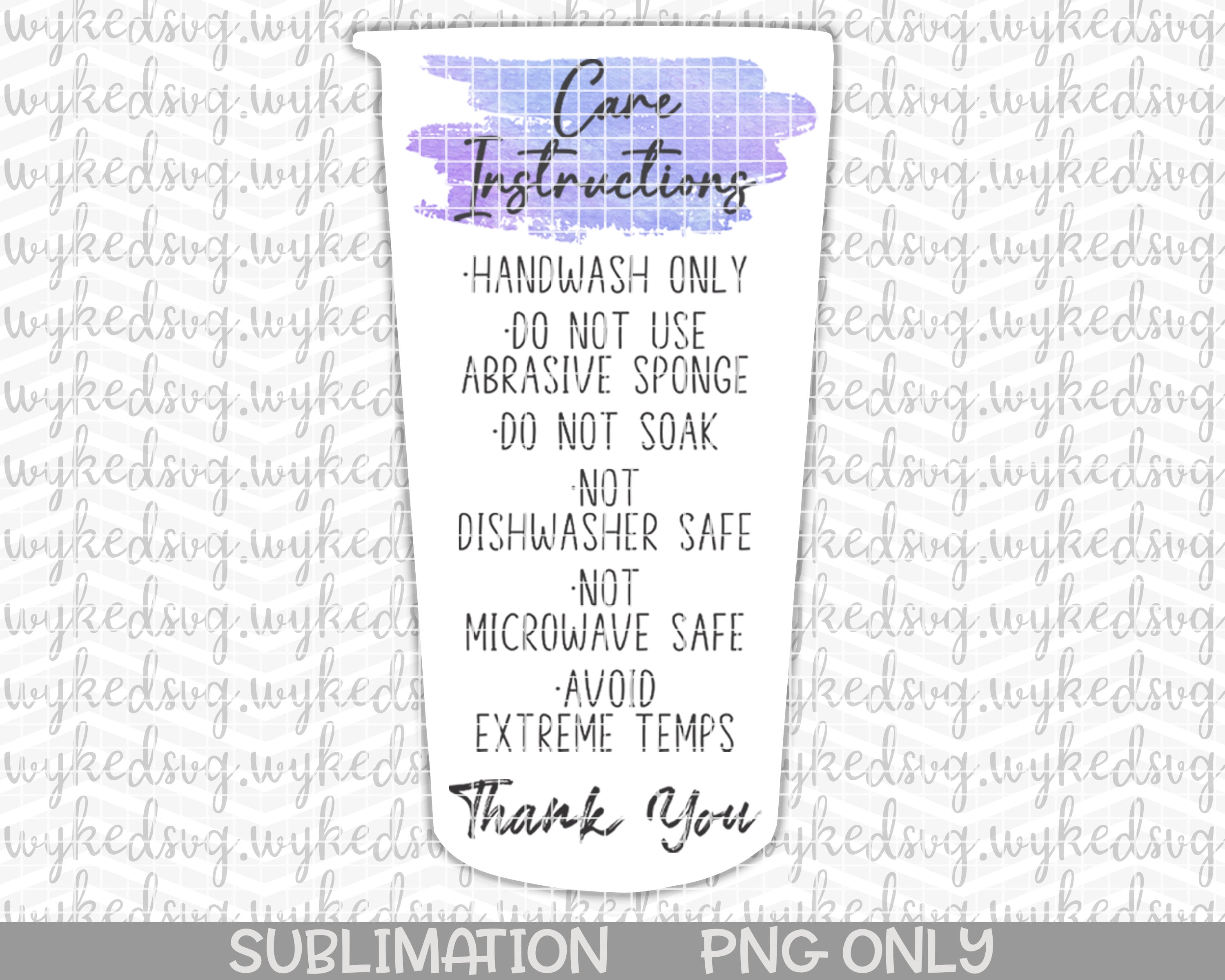 Printable Care Card Care Card Png Tumbler Care Card - Etsy
