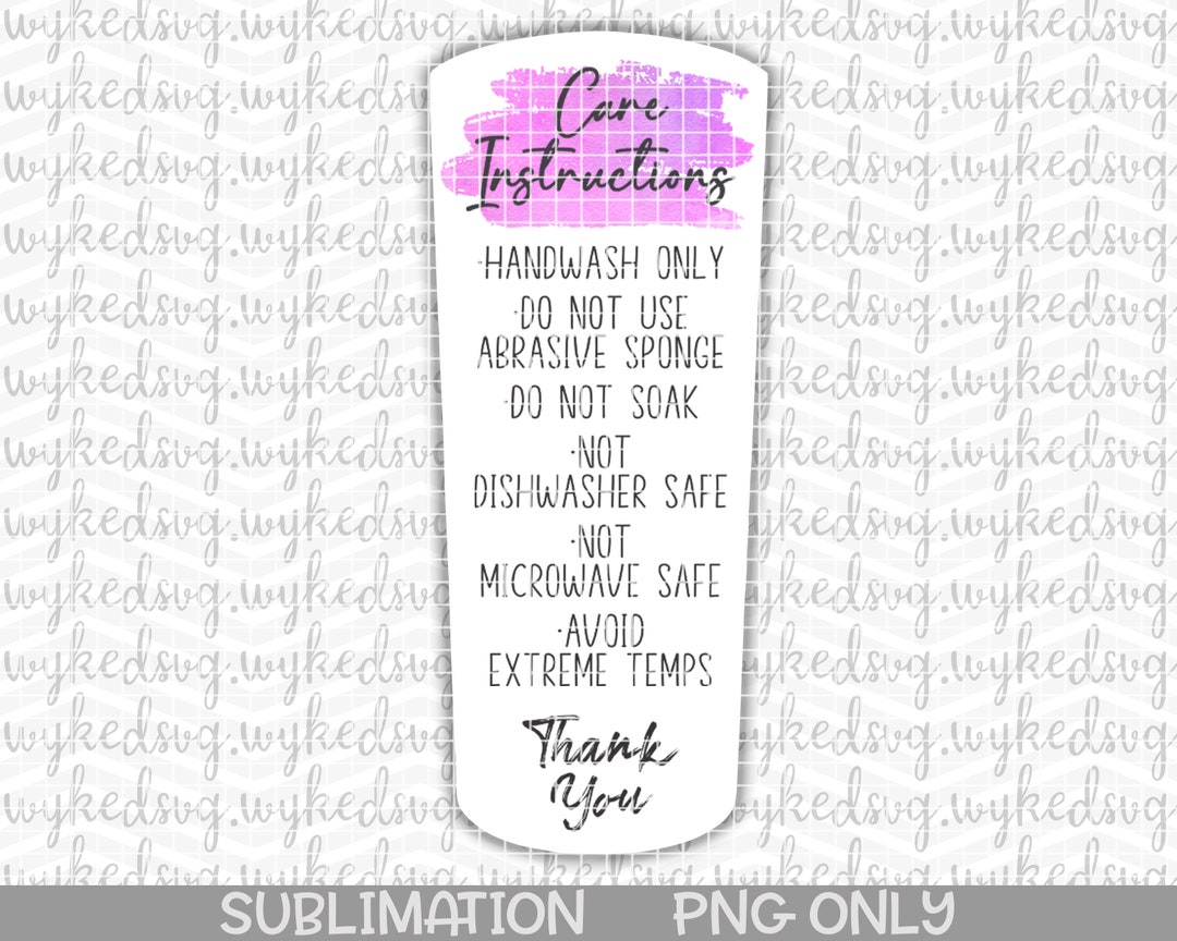 Care Card Png, Printable Care Cards, Skinny Tumbler Care Card, Brush ...