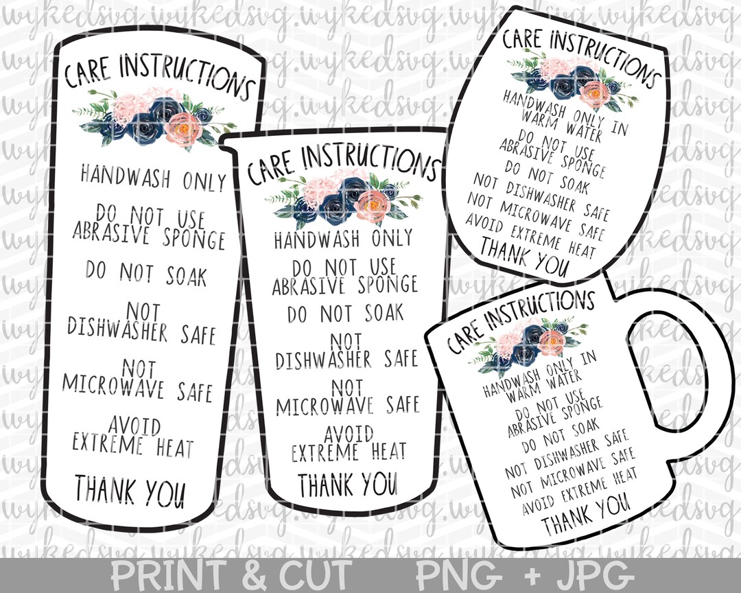 Printable Care Card, Care Card Png, Tumbler Care Card, Business Card ...