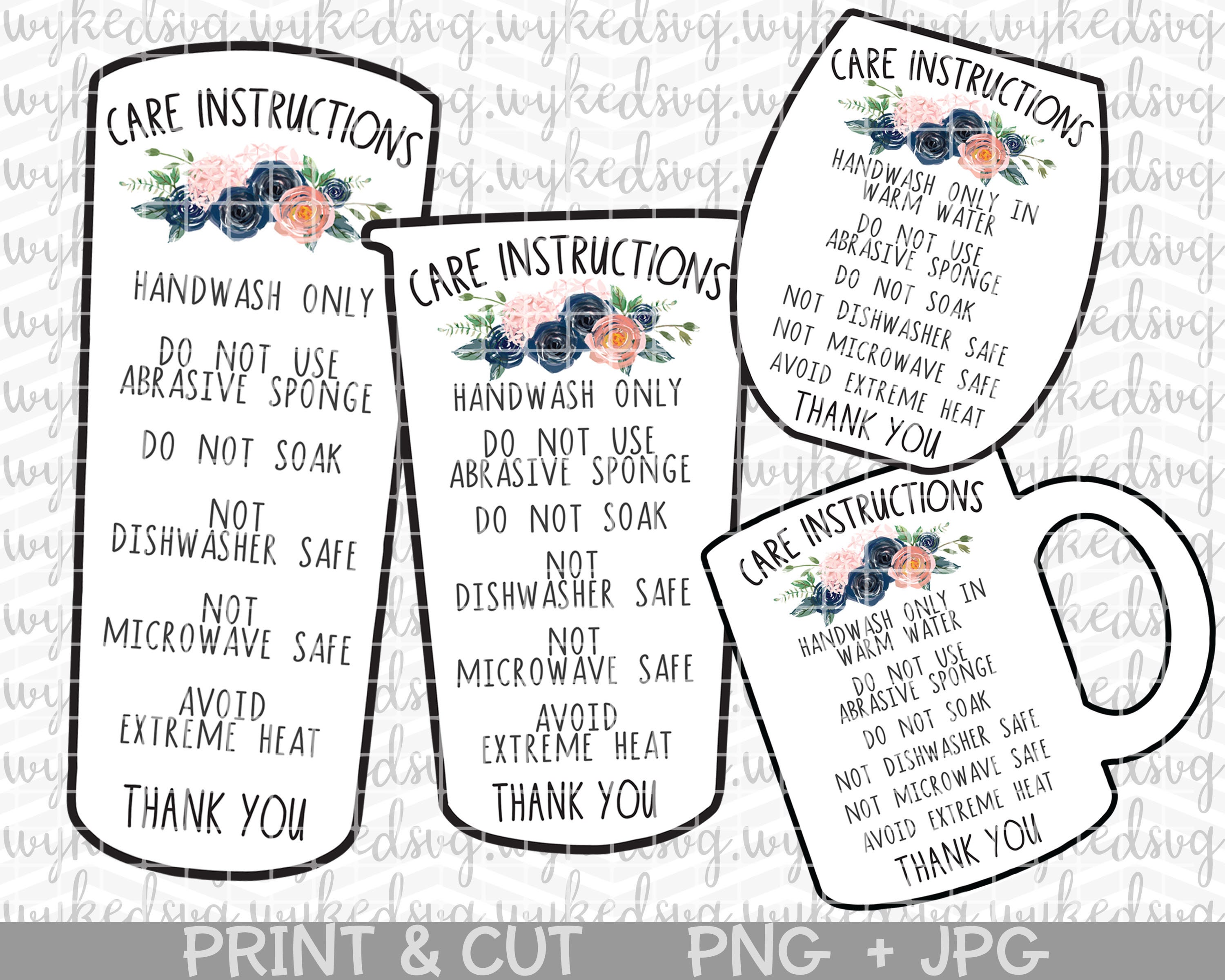 Printable Care Card Care Card Png Tumbler Care Card - Etsy Canada
