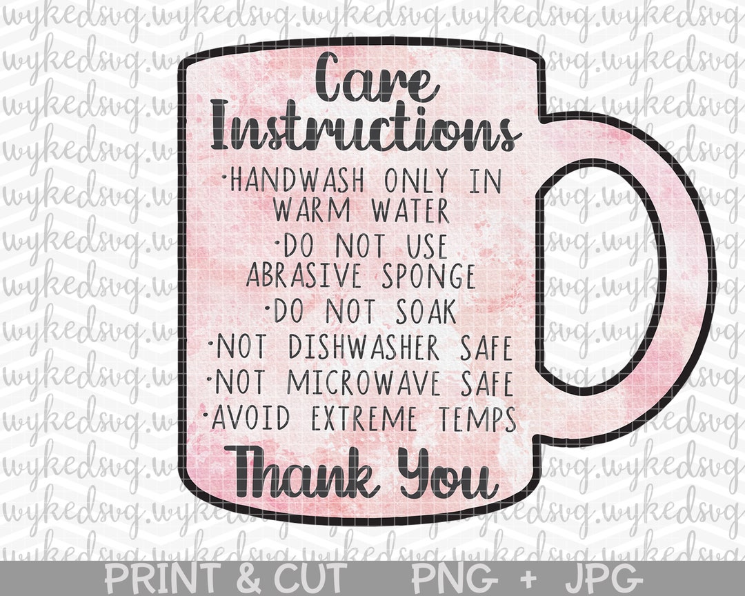 Mug Care Card Png, Print and Cut Care Card, Watercolor Png, Printable ...