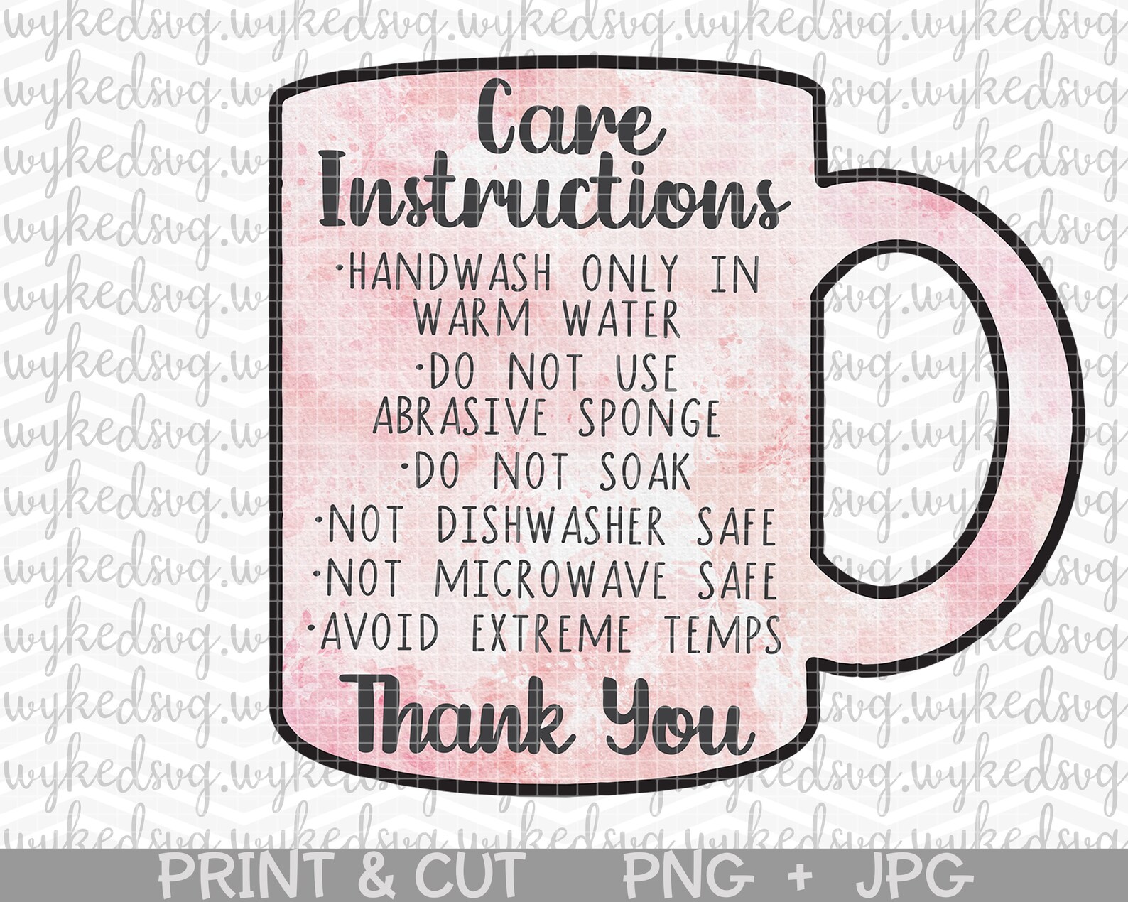 Mug Care Card Png Print and Cut Care Card Watercolor Png - Etsy